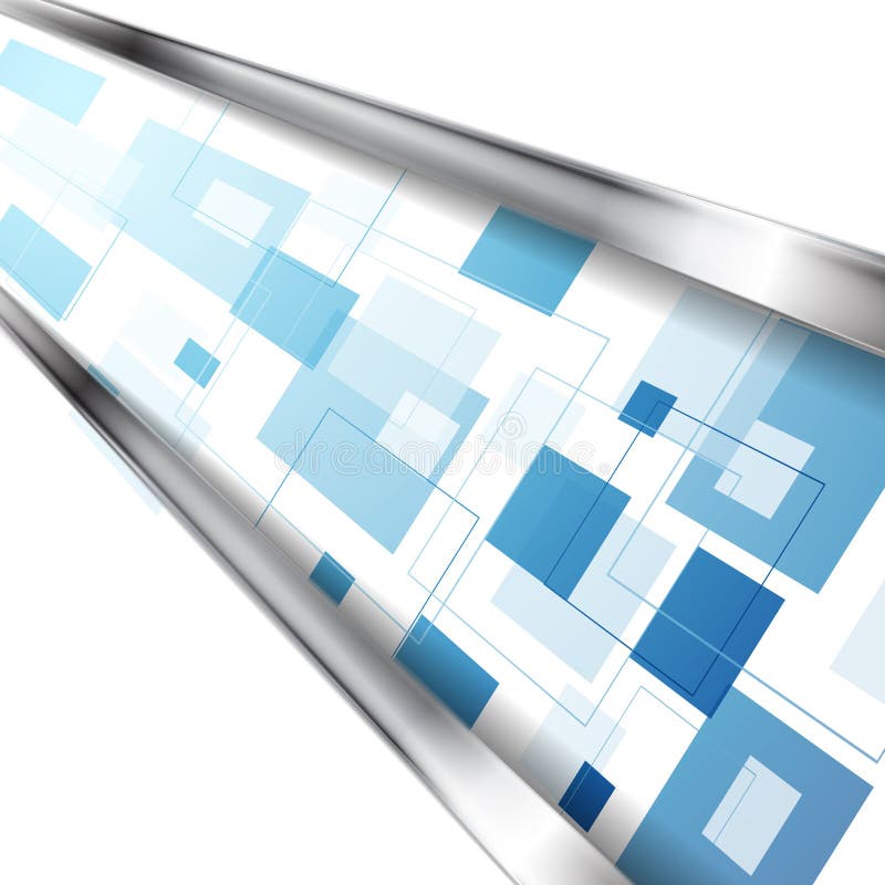 Abstract Blue Tech Squares with Silver Stripes Background Stock Vector ...