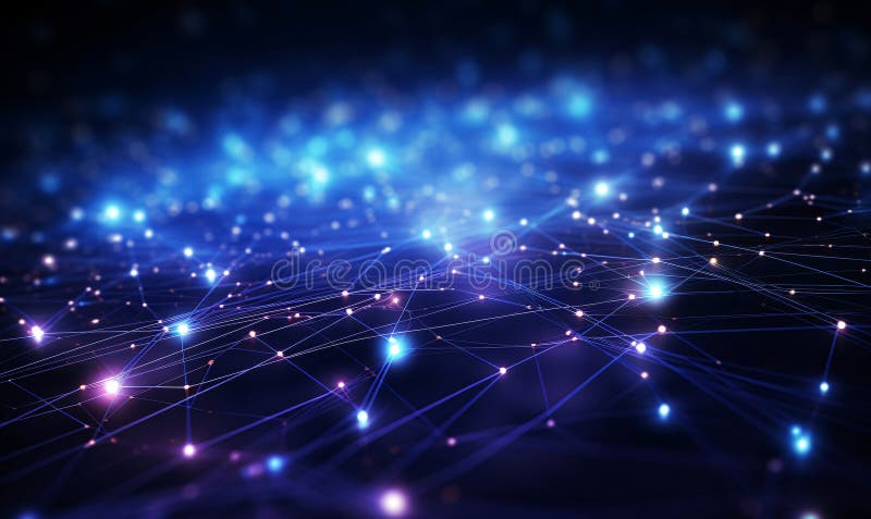 Abstract Blue Technological Backdrop Featuring a Virtual Connections ...