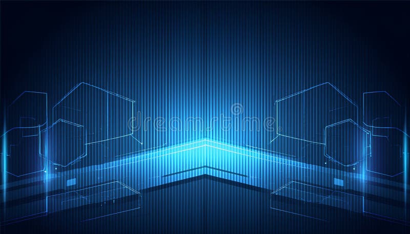 Abstract Blue Technological Background with Geometric Shapes Stock ...