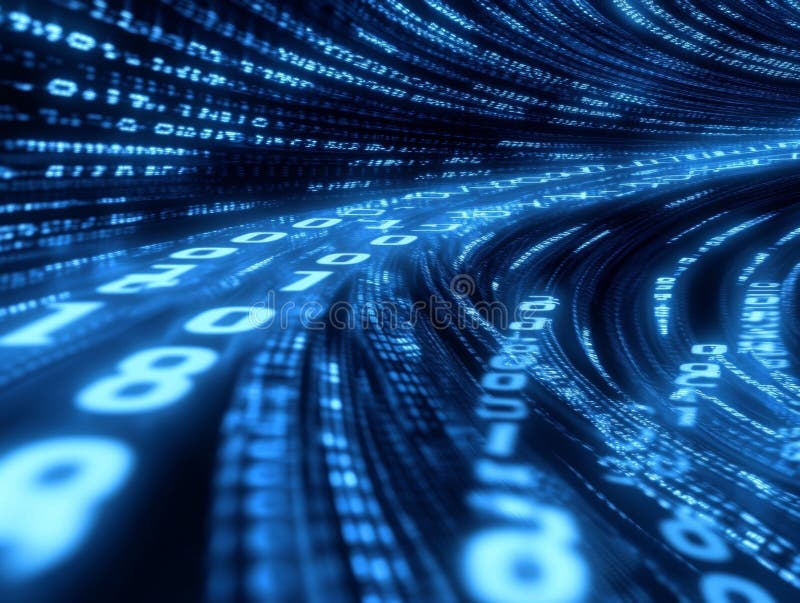 Abstract Blue Technology Background with Binary Code - Ai. Stock Illustration - Illustration of ...