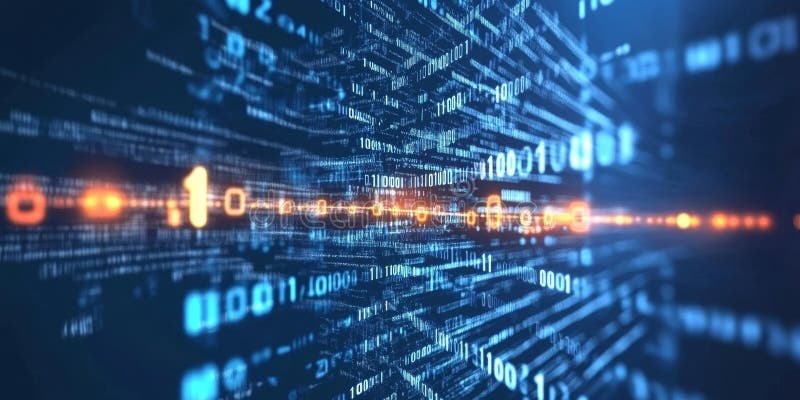 Abstract Blue Technology Background with Binary Code - Ai. Stock ...