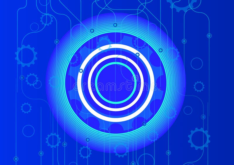 Abstract Blue Technology Background. Circle and Electricity Line Stock ...