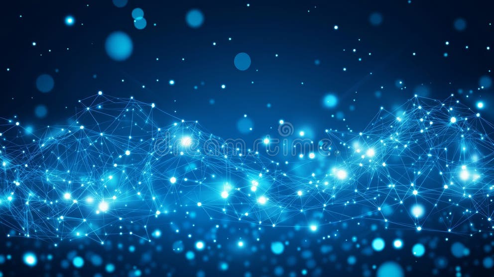 Abstract Blue Technology Background. Connecting Dots, Lines, Global ...