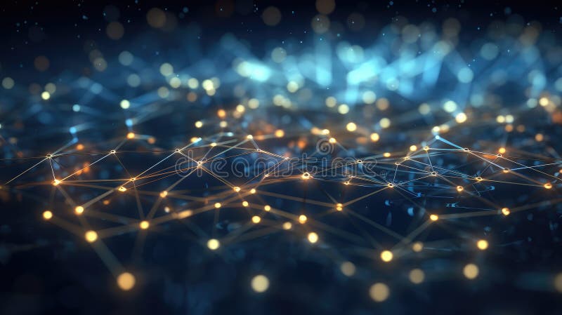 Abstract Blue Technology Background with a Cyber Network Grid and ...