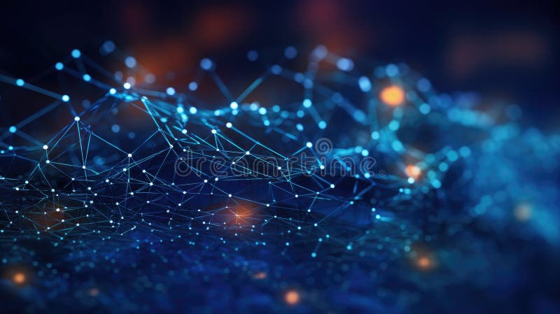 Abstract Blue Technology Background with a Cyber Network Grid and ...