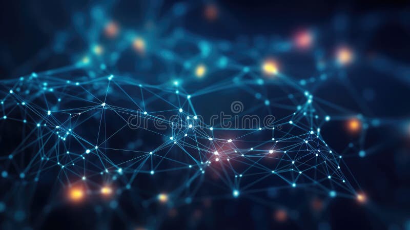 Abstract Blue Technology Background with a Cyber Network Grid and ...