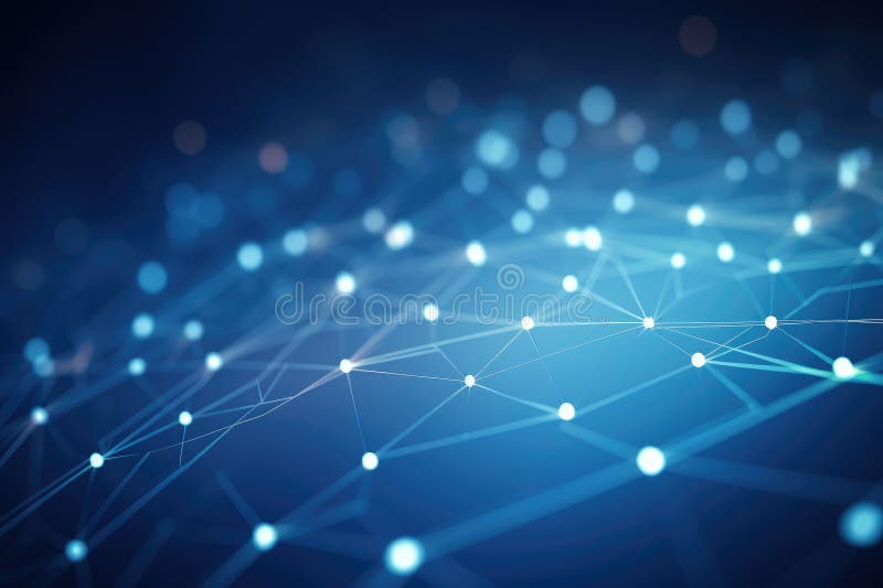 Abstract Blue Technology Background with a Cyber Network Grid and ...