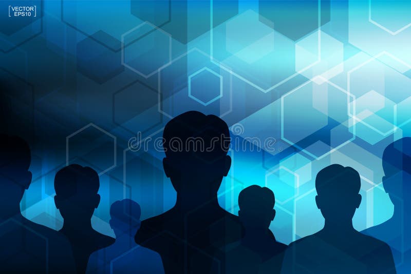 Abstract Blue Technology Background with Human Symbol.Vector. Stock ...