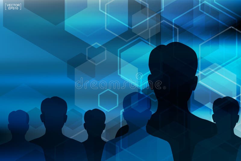 Abstract Blue Technology Background with Human Symbol.Vector. Stock ...