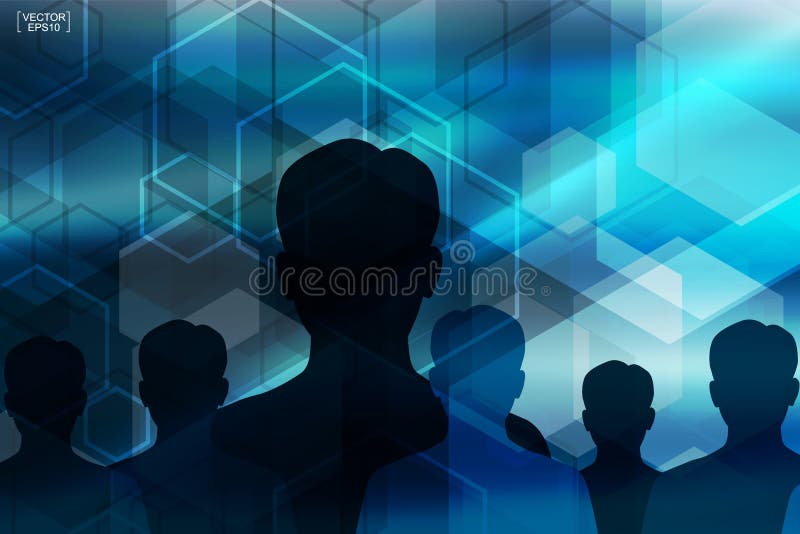 Abstract Blue Technology Background with Human Symbol. Vector Stock ...