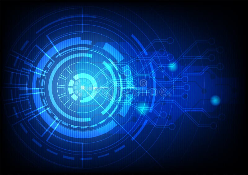 Abstract Blue Technology Background.Vector Circle and Electricity Line ...