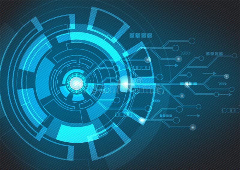 Abstract Blue Technology Background.Vector Circle and Electricity Line ...