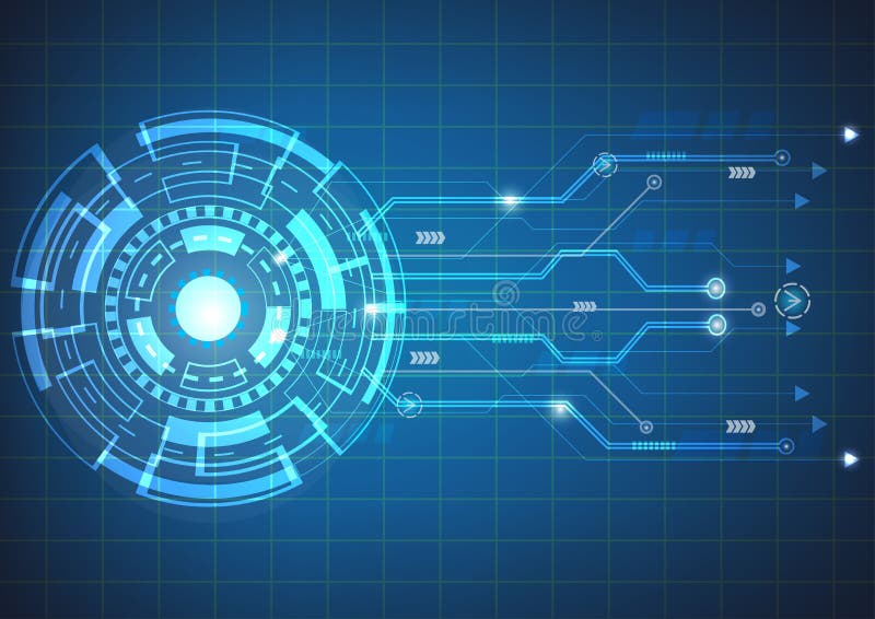 Abstract Blue Technology Background.Vector Circle and Electricity Line ...