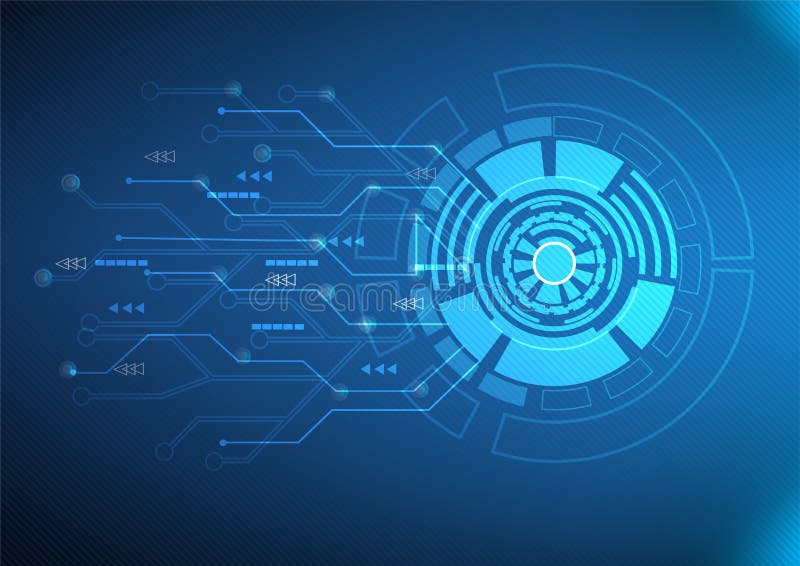 Abstract Blue Technology Background.Vector Circle and Electricity Line ...