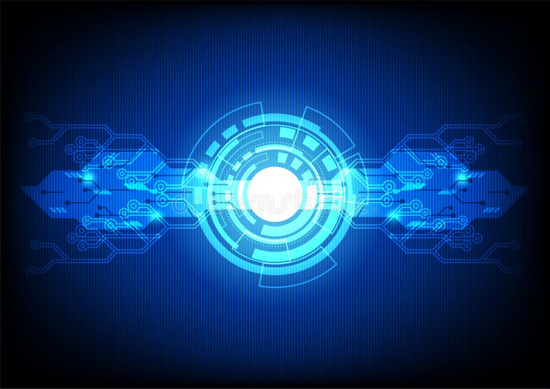 Abstract Blue Technology Background.Vector Circle and Electricity Line ...