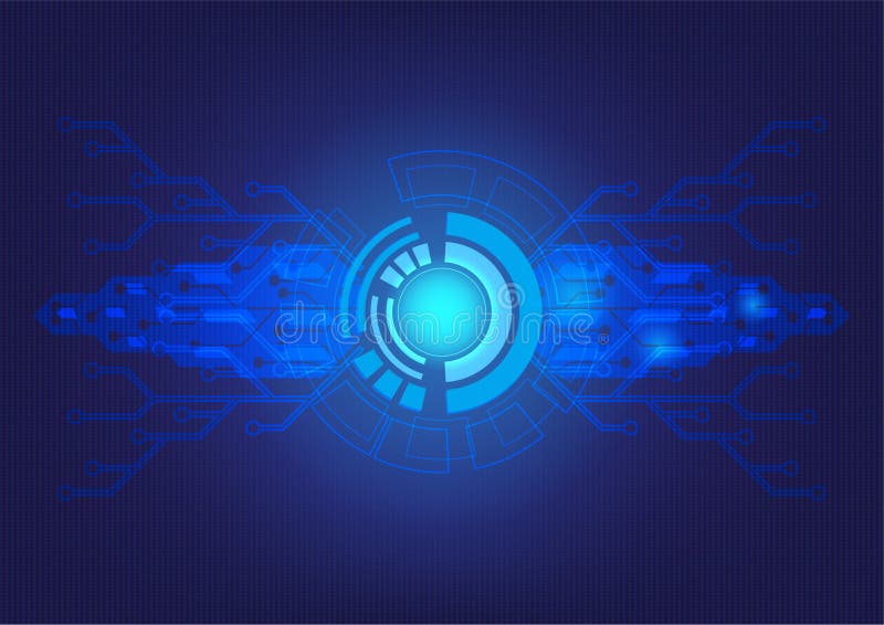 Abstract Blue Technology Background.Vector Circle and Electricity Line ...