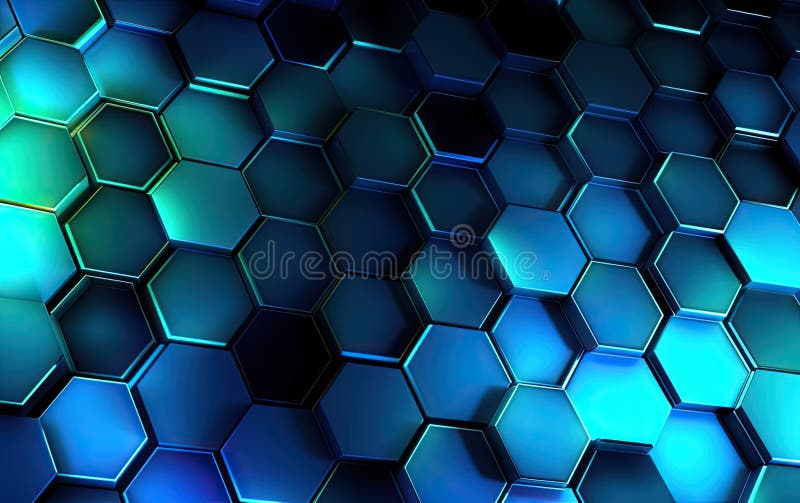 Abstract Blue Technology Hexagonal Background. Created with Generative AI Technology. Stock ...
