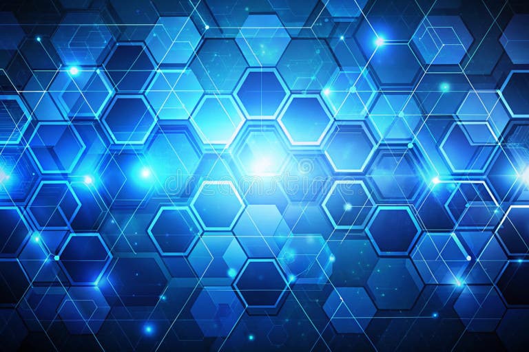 Abstract Blue Technology Hexagonal Background for Digital Design Stock Illustration ...