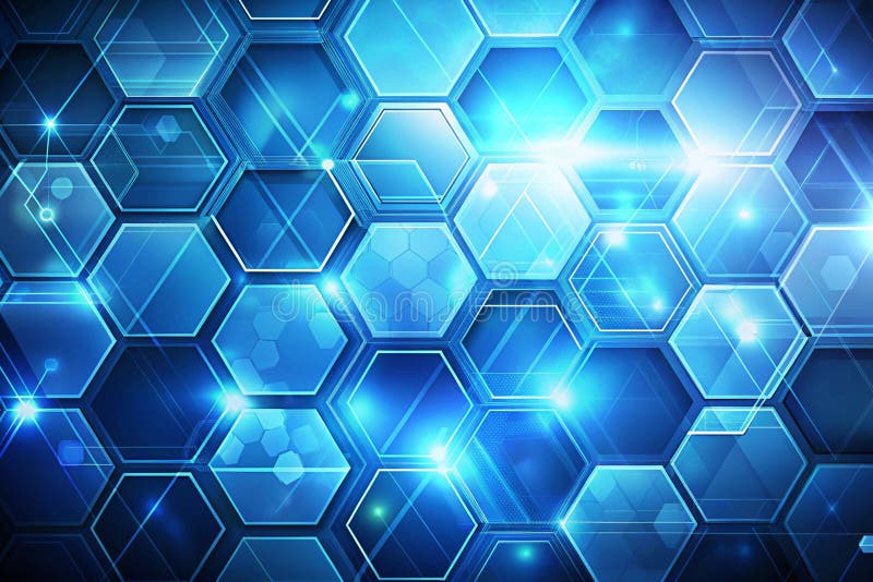 Abstract Blue Technology Hexagonal Background for Digital Design Stock Illustration ...