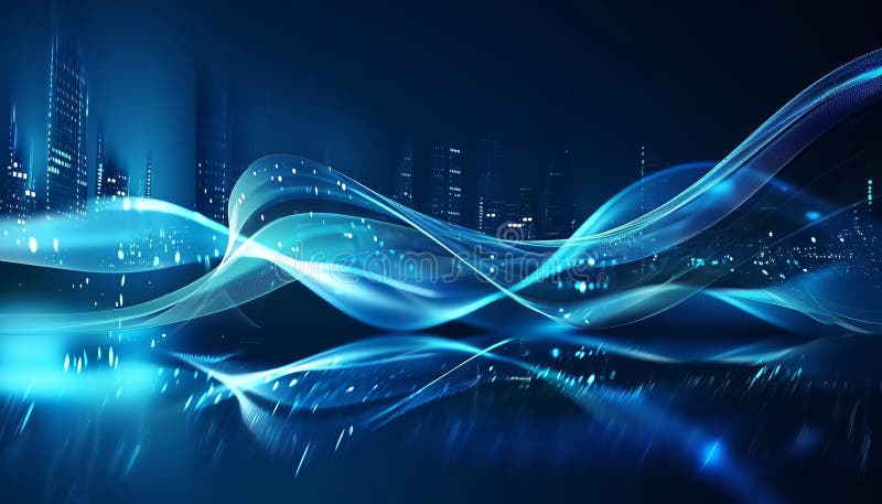 Abstract Blue Technology Wave Design, Digital Network Background ...