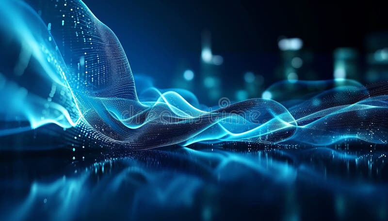 Abstract Blue Technology Wave Design, Digital Network Background ...