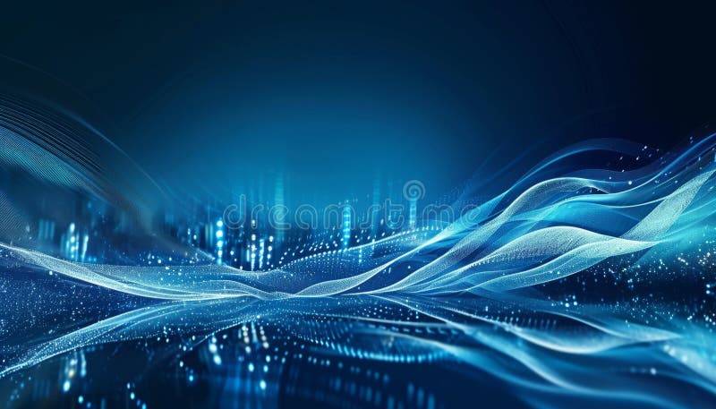 Abstract Blue Technology Wave Design, Digital Network Background ...
