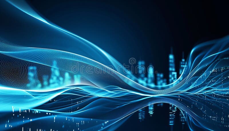 Abstract Blue Technology Wave Design, Digital Network Background ...