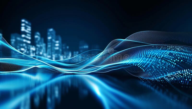 Abstract Blue Technology Wave Design, Digital Network Background ...