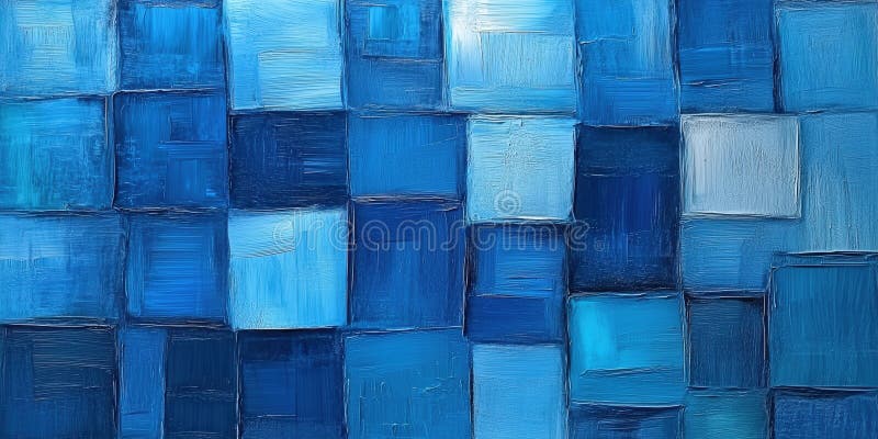 Abstract Blue Textured Painting with Various Shades and Patterns of ...