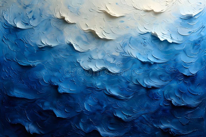 Abstract Blue Textured Wave Pattern in Gradient Light for Artistic Wall ...