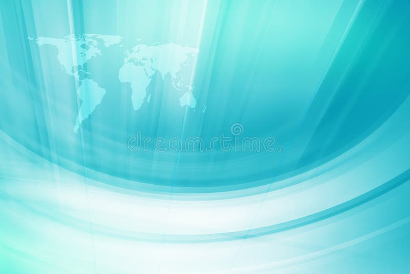 Abstract Blue Theme Background Whit White Curves and World Map Stock ...