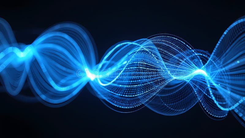 Abstract Blue Threads Weaving Intricate Design Black Void Stock ...