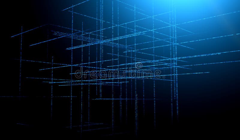 Abstract Blue Toned Background Element on Black. Composition of Grids ...