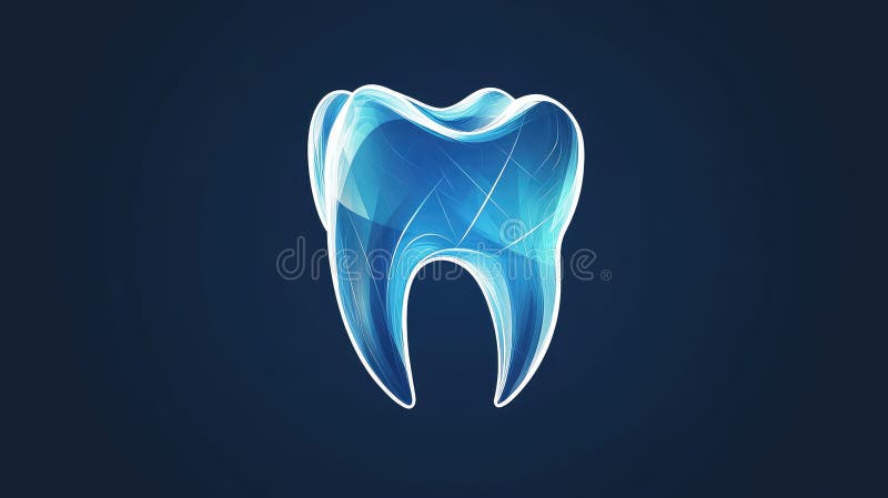 Abstract Blue Tooth Illustration with Geometric Patterns on Dark ...