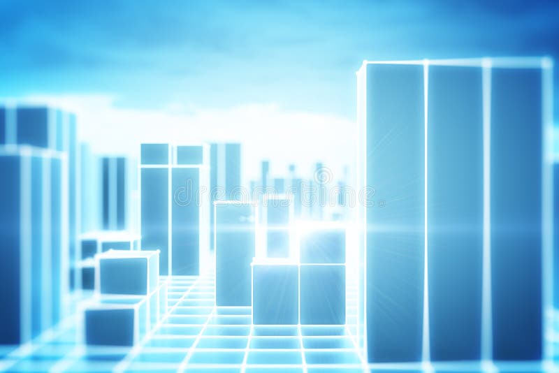 Abstract blue town stock illustration. Illustration of geometric - 90118441