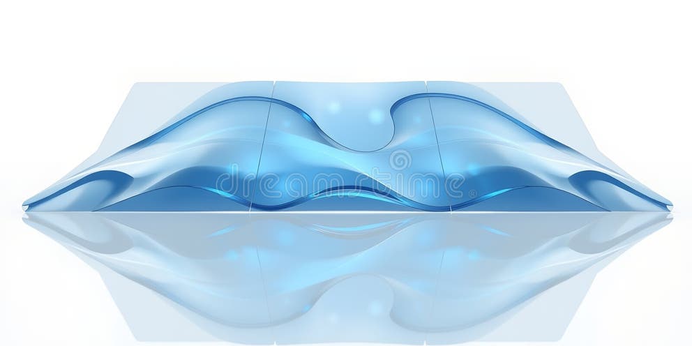 Abstract Blue Translucent Structure with Curved Lines and Reflection on ...