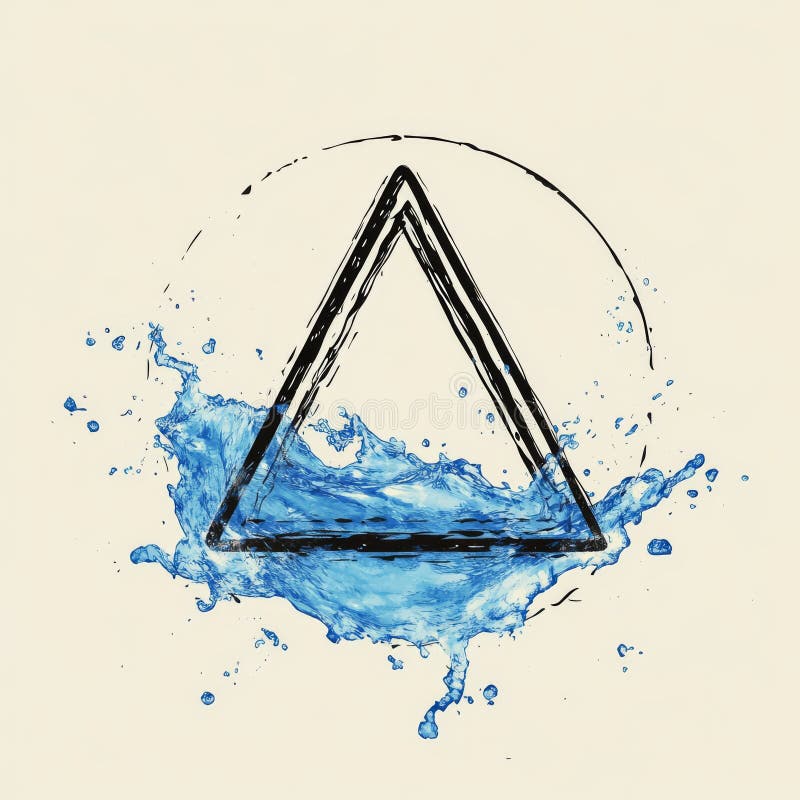 An Abstract Blue Triangle with a Lively Liquid Splash Shape, Designed ...