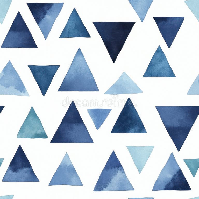 Abstract Blue Triangle Pattern - Modern Geometric Watercolor Design ...
