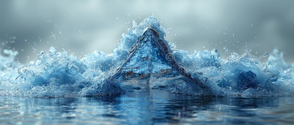 Abstract Blue Triangle with Splash Bubble Shape. Background for Posters ...