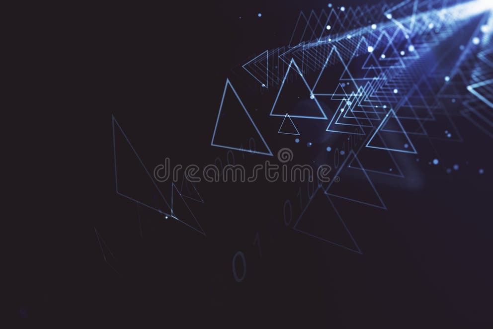 Abstract Blue Triangles Wallpaper with Binary Code Stock Illustration ...