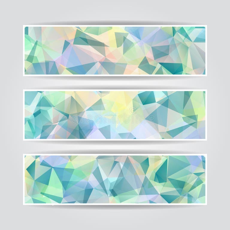 Abstract Blue Triangular Banners Set Stock Vector - Illustration of ...
