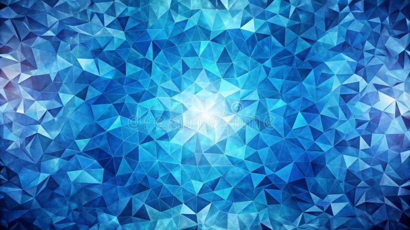 Abstract Blue Triangular Mosaic Background Texture with Glowing Center ...