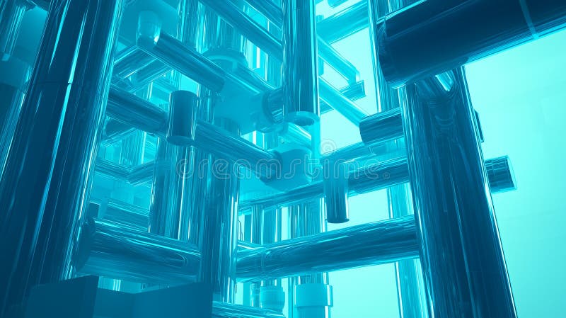Abstract Blue Tube Structures in a Futuristic Design Stock Illustration ...