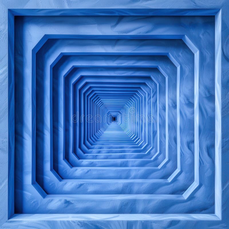 Abstract Blue Tunnel with Geometric Patterns and a Sense of Infinite ...