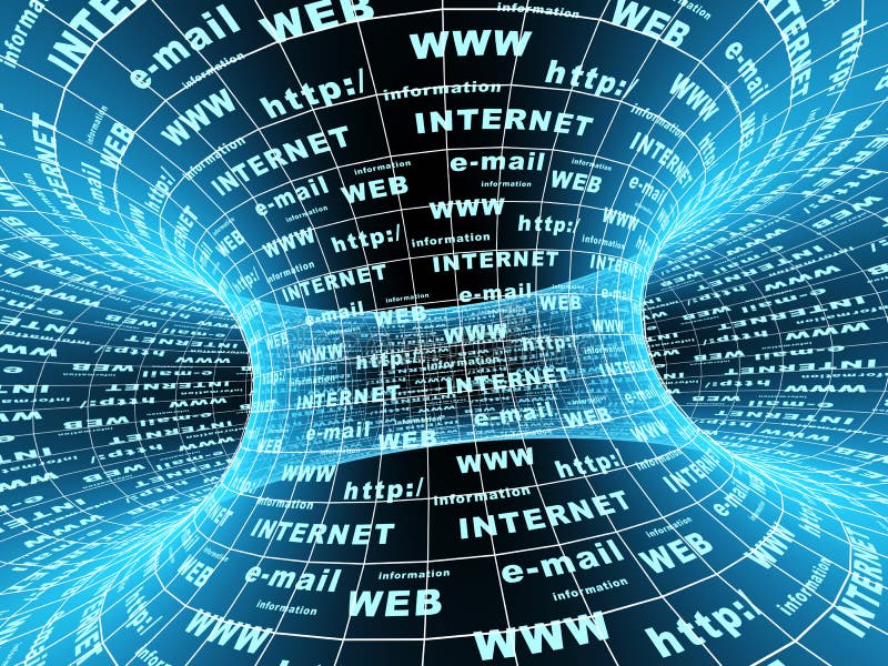 Abstract Blue Tunnel with Internet Symbols. 3d Render Stock ...