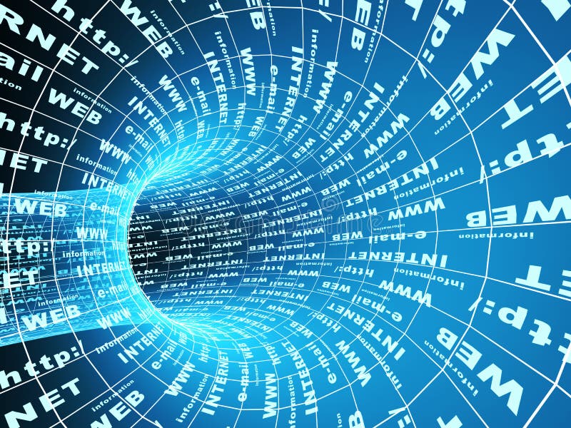Abstract Blue Tunnel with Internet Symbols. 3d Render Stock ...