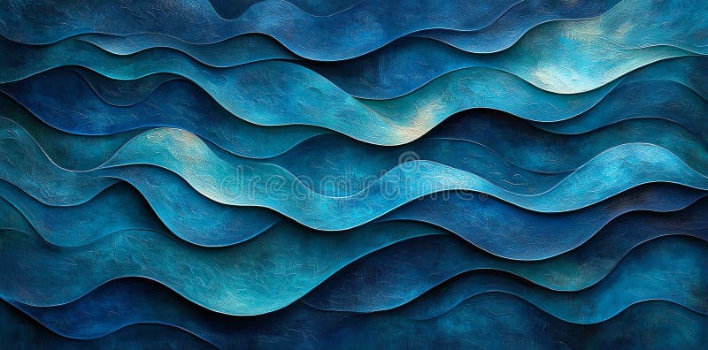 Abstract Blue and Turquoise Layered Wave Pattern with Gradient Stock ...