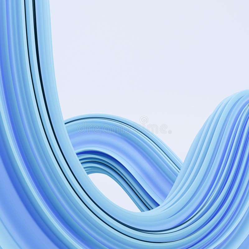 Abstract Blue Twisted Wavy Shape, Shiny Curve in Motion, 3d Rendering ...