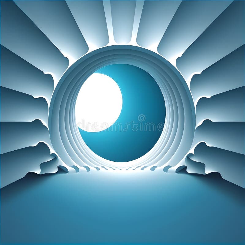 Abstract Blue Vector with a Circle Sun or Moon in a Light Blue ...