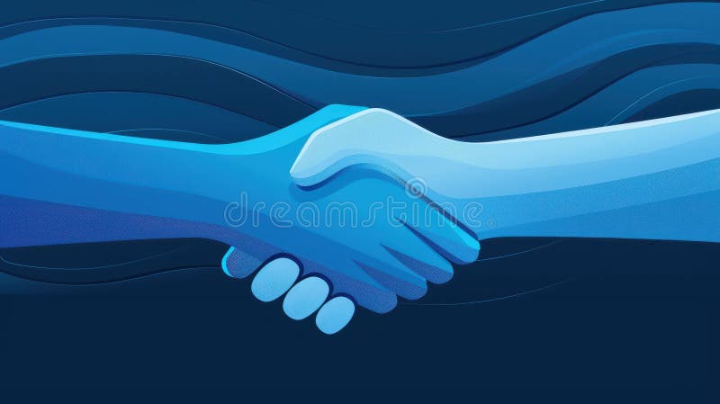 Abstract Blue Vector Illustration Featuring a Handshake, Perfect for ...